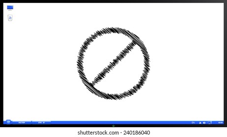 Not Allowed Sign On Screen Monitor Stock Vector (Royalty Free ...