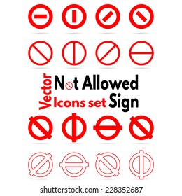 Not Allowed Sign Prohibited Signs Icons Stock Vector (Royalty Free ...