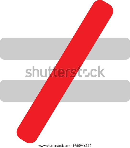Not Equal Icon On Transparent Background: เวกเตอร์สต็อก (ปลอดค่า ...