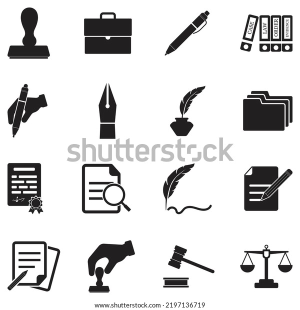 Notary Icons Black Flat Design Vector Stock Vector (Royalty Free ...