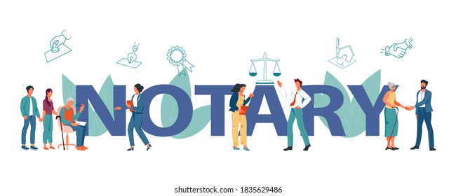 Notary Web Banner Template Big Inscription Stock Vector (Royalty Free ...