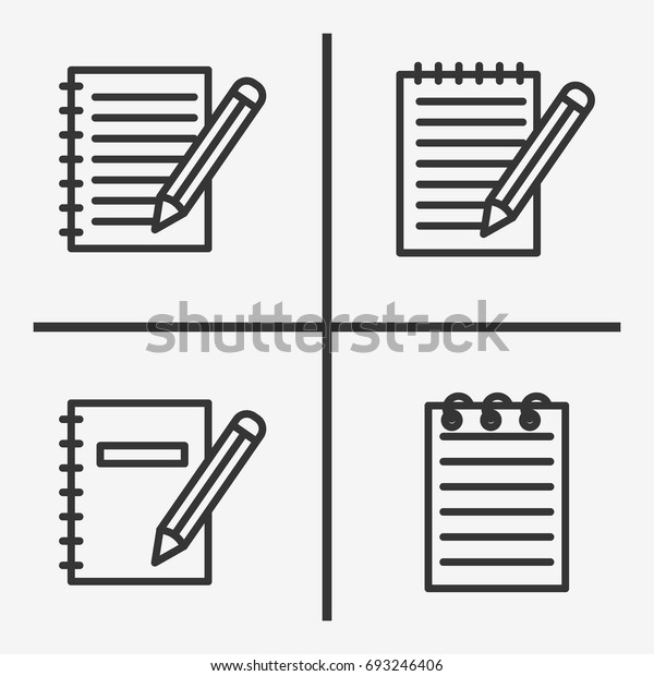 Note Book Icons Set Illustration Isolated Stock Vector (Royalty Free ...
