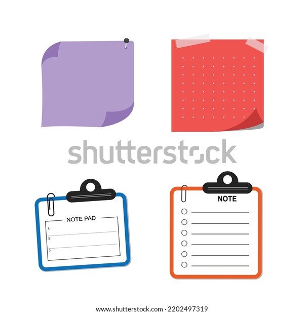 Note Paper Pin Binder Clip Sticky Stock Vector (Royalty Free ...