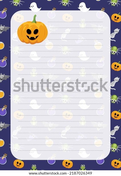 Note Paper Pumpkin Halloween Notebook Sheet Stock Vector (Royalty Free ...