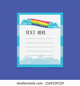 Note Paper Template Rainbow Cartoon Design Stock Vector (Royalty Free ...
