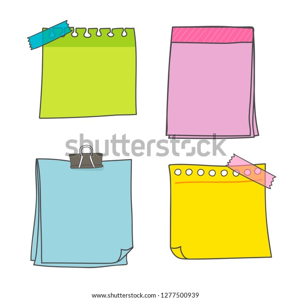 Note Papers Doodle Style Vector Set Stock Vector (Royalty Free ...