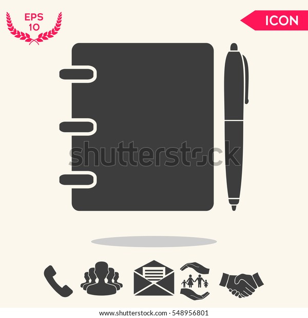 Notebook Address Phone Book Pen Symbol Stock Vector (Royalty Free ...