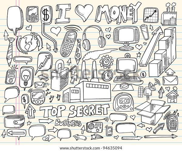 Notebook Doodle Business Technology Design Elements Stock Vector ...