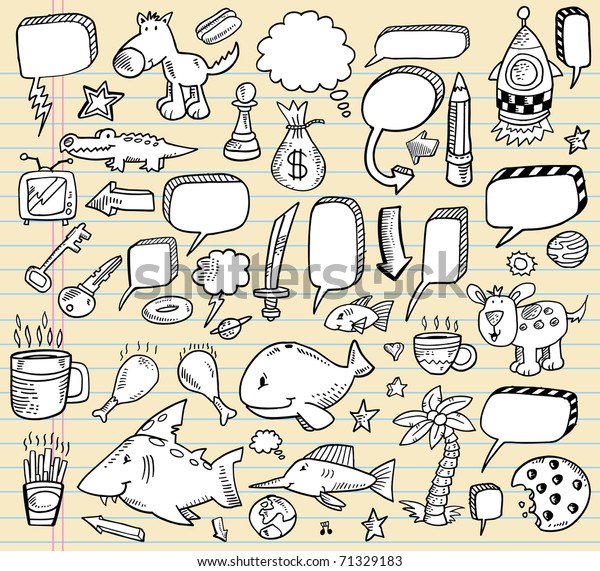 Notebook Doodle Clip Art Design Elements Stock Vector (Royalty Free ...