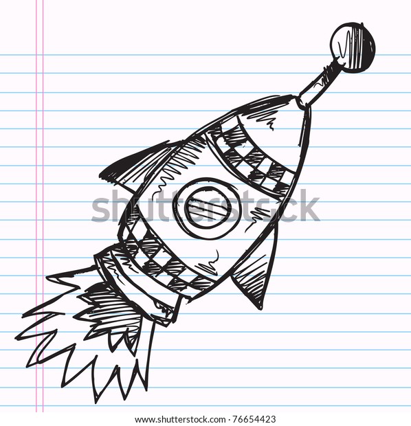 Vetor stock de Notebook Doodle Sketch Cute Super Rocket (livre de ...