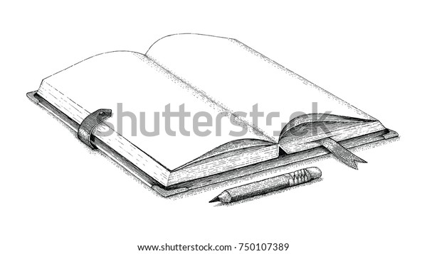 Notebook Hand Drawing Vintage Style Stock Vector (Royalty Free ...