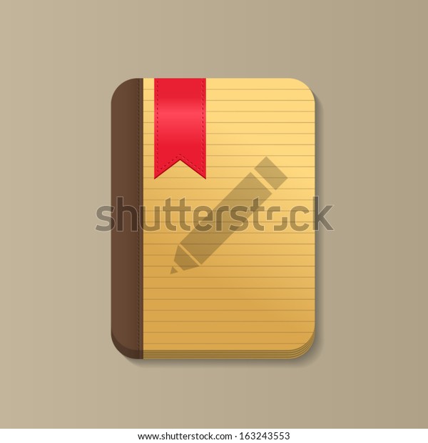 Notebook Icon Red Label Pencil Symbol Stock Vector (Royalty Free ...
