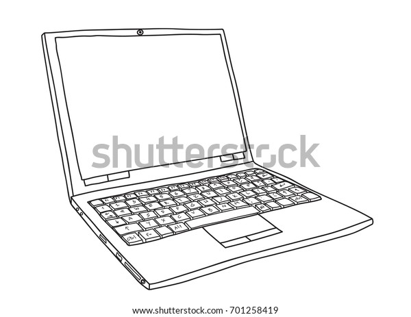 Notebook Laptop Cute Hand Drawn Vector เวกเตอร์สต็อก (ปลอดค่าลิขสิทธิ์ ...