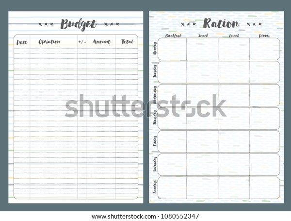 Notebook Pages Template Budget Ration Vector: vetor stock (livre de ...