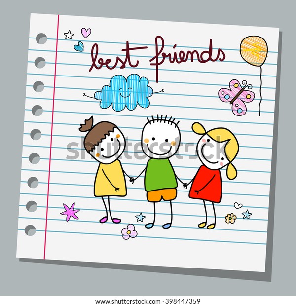 Notebook Paper Best Friends Stock Vector (Royalty Free) 398447359 ...