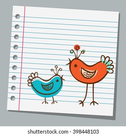 Notebook Paper Cute Birds Stock Vector (Royalty Free) 398448103 ...
