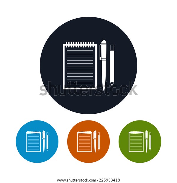Notebook Pen Pencil Icon Four Types Stock Vector (Royalty Free ...