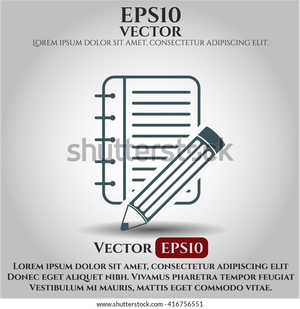 Notebook Pencil Icon Symbol Stock Vector (Royalty Free) 416756551 ...