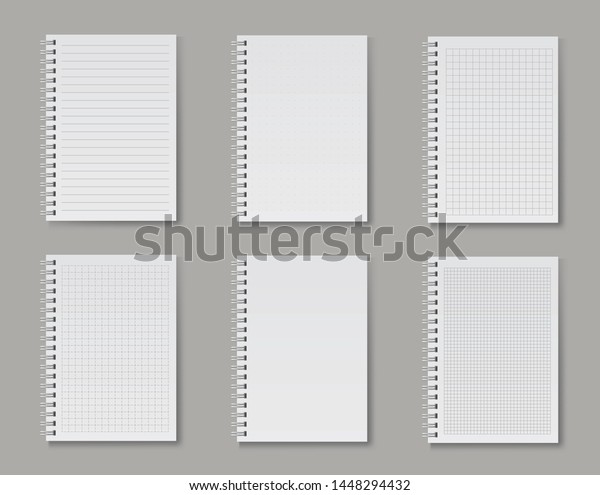 Notebook Set Blank Ruled Pages Writing Stock Vector (Royalty Free ...