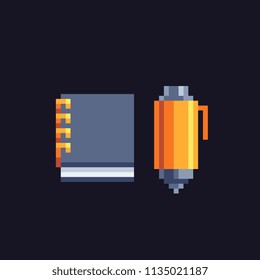 Notepad Pen Pixel Art Icons Isolated Stock Vector (Royalty Free) 1135021187 | Shutterstock