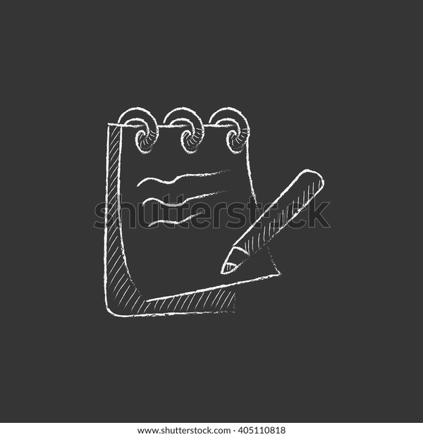 Notepad Pencil Drawn Chalk Icon Stock Vector (Royalty Free) 405110818