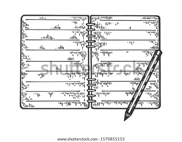 Notepad Pencil Sketch Engraving Vector Illustration Stock Vector ...
