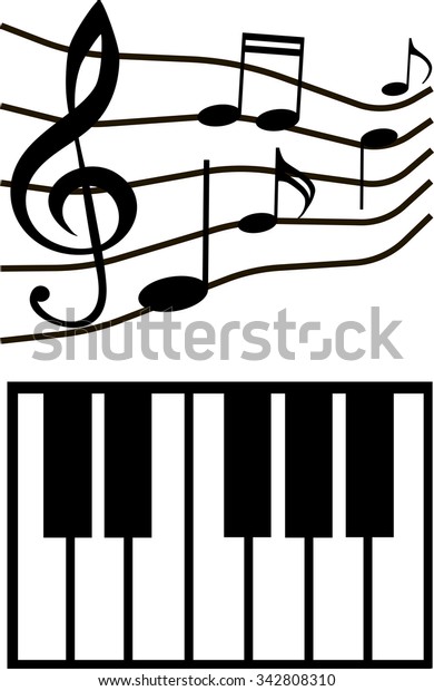 Notes Piano Keyboard Piano Keys Music Stock Vector (Royalty Free) 342808310