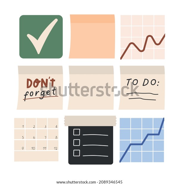 Notice Board Sticky Notes Office Papers Stock Vector (Royalty Free ...