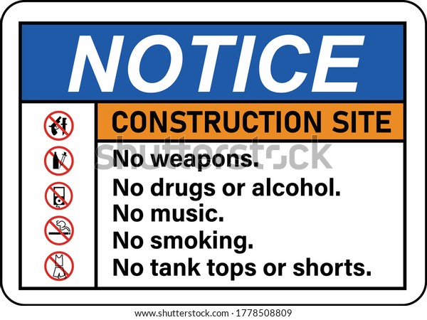 Notice Construction Site Rules Sign Stock Vector (Royalty Free ...
