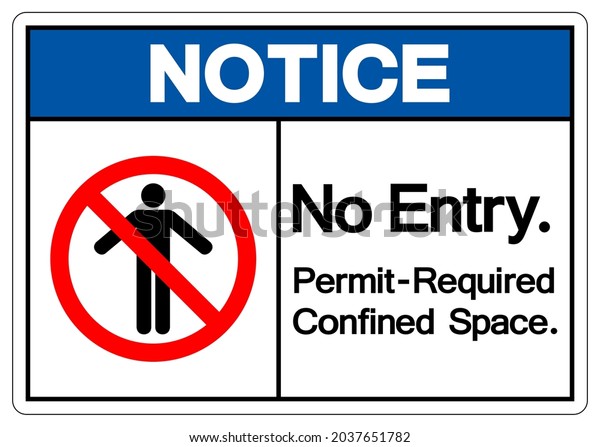 Vektor Stok Notice No Entry Permit Required Confined (Tanpa Royalti ...