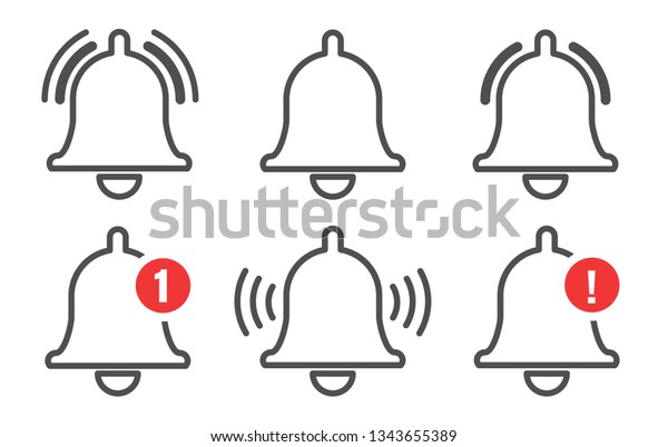 Notification Bell Message Alert Icon Set Stock Vector (Royalty Free ...