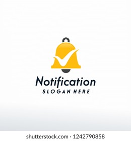 Notification Check Logo Designs Concept Bell Stock Vector (Royalty Free ...