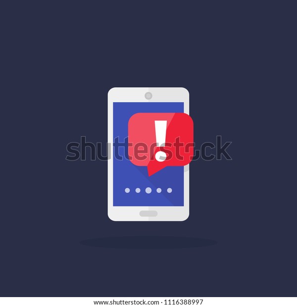Notification Icon Smartphone Warning Symbol Vector Stock Vector ...