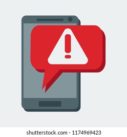 Cartoon Smart Phone Alert Notice Flat Stock Vector (Royalty Free ...