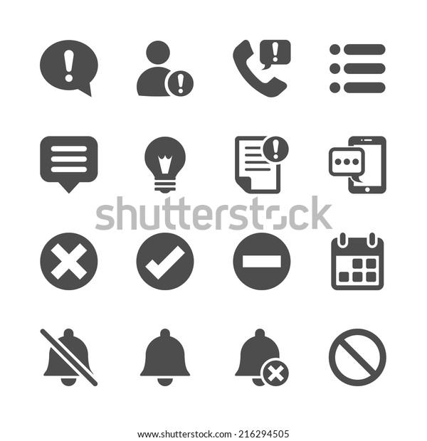 Notification Information Icon Set Vector Eps10 Stock Vector (Royalty ...