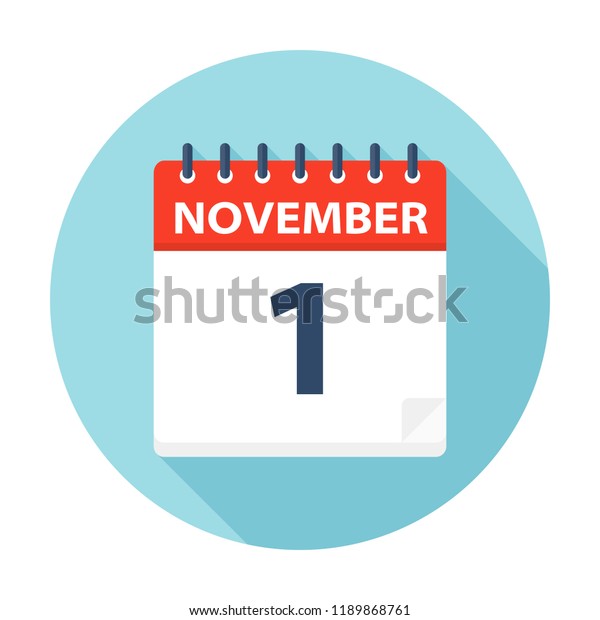 November 1 Calendar Icon Vector Illustration Stock Vector (Royalty Free ...