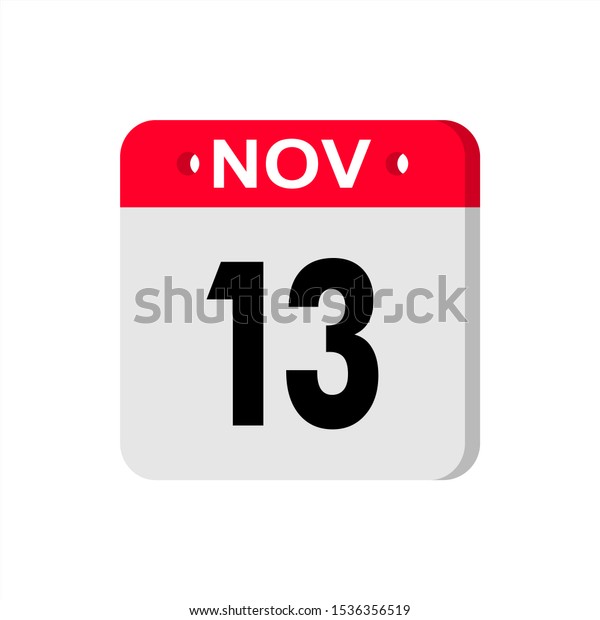 November 13 Calendar Icon Shadow Flat Stock Vector (Royalty Free ...
