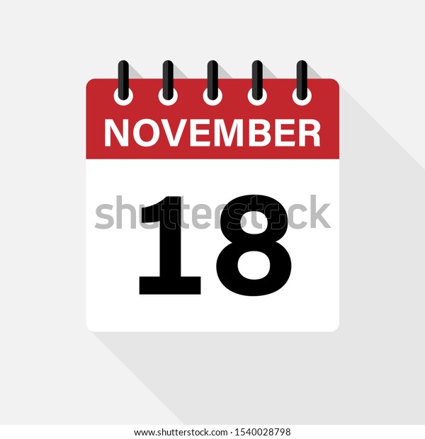 November 18 Calendar Vector Icon Stock Vector (Royalty Free) 1540028798 ...
