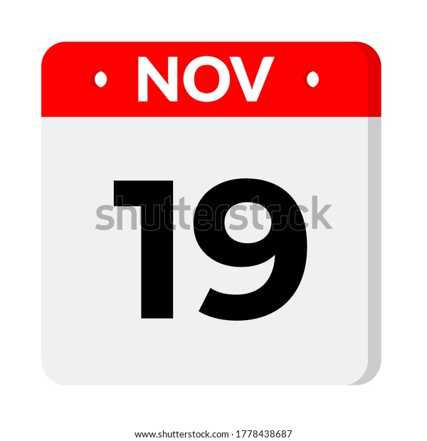 November 19 Calendar Icon Flat Style Stock Vector (Royalty Free ...