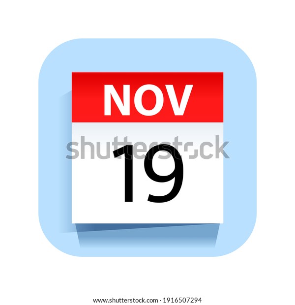 November 19 Calendar Icon Vector Illustration Stock Vector (Royalty ...