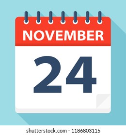 November 24 Calendar Icon Vector Illustration Stock Vector (Royalty ...