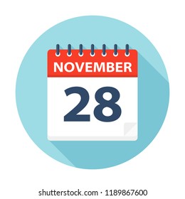 November 28 Calendar Icon Vector Illustration Stock Vector (Royalty ...