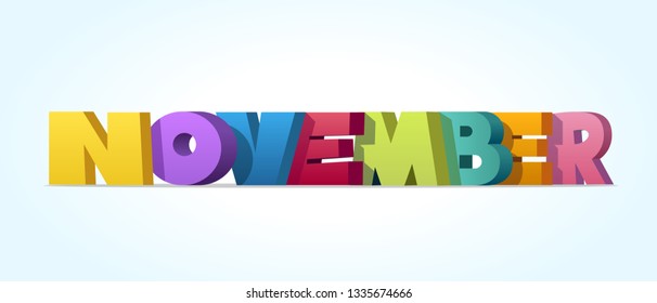 November Colorful Text Stock Vector (Royalty Free) 1335674666 ...