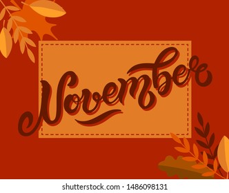 November Hand Drawn Lettering Vector Illustration Stock Vector (Royalty ...