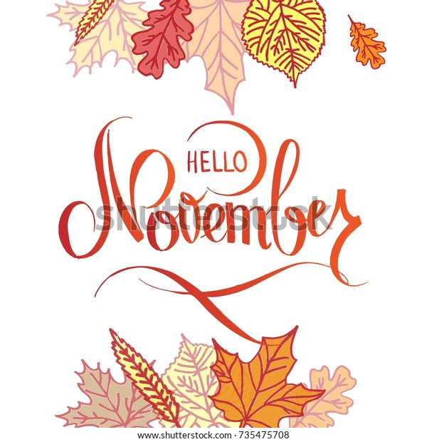 November Modern Lettering Typography Calligraphy Vector Stock Vector ...