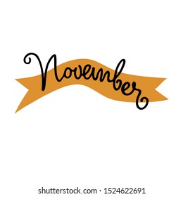 November Month Vector Logo Hand Lettering Stock Vector (Royalty Free ...