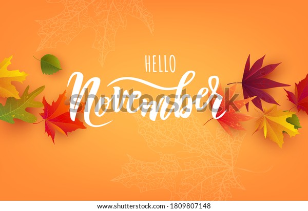 Texto de noviembre. Tipografía con letras: vector de stock (libre de ...