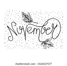 November Vector Lettering Sign Maple Leaves Stock Vector (Royalty Free ...