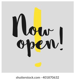 Now Open Hand Lettering Vector Design Stock Vector (Royalty Free ...
