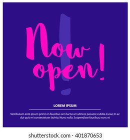 Now Open Hand Lettering Vector Design Stock Vector (Royalty Free ...